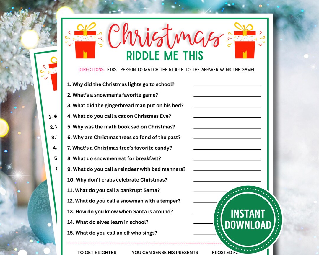 Christmas Riddle Game | Printable Christmas Game Digital Download ...