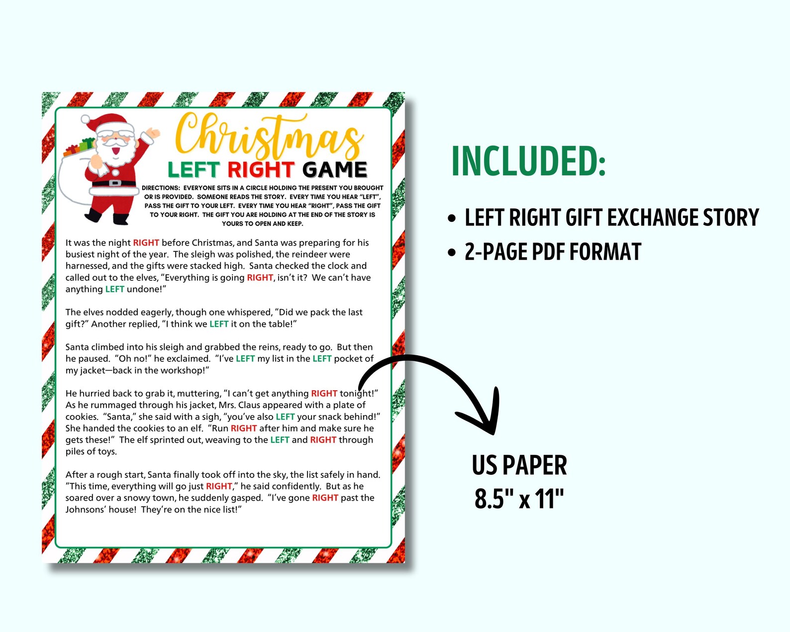 Christmas Left Right Gift Exchange Game: Printable Story (PDF) - Etsy