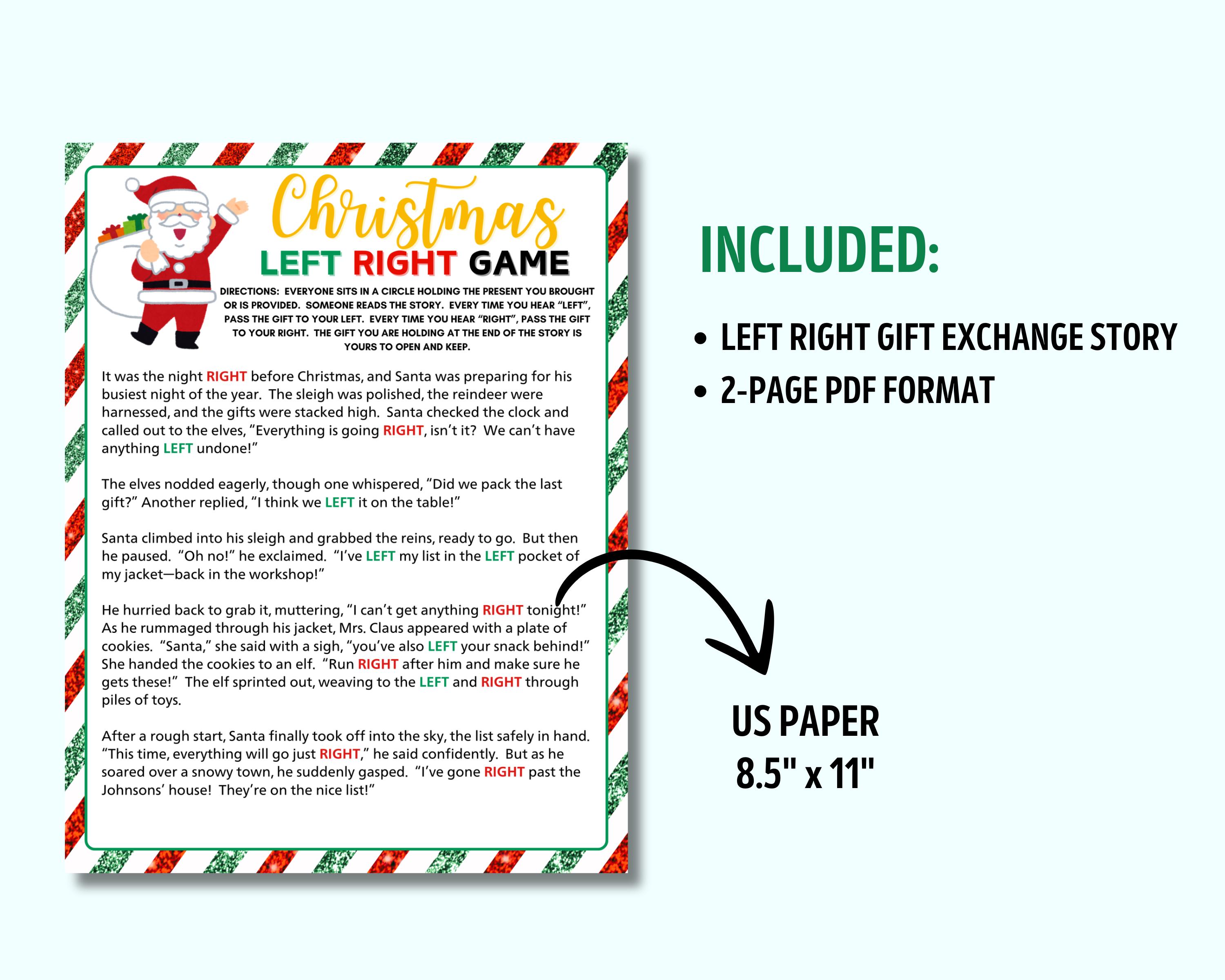Christmas Left Right Gift Exchange Game: Printable Story (PDF) - Etsy