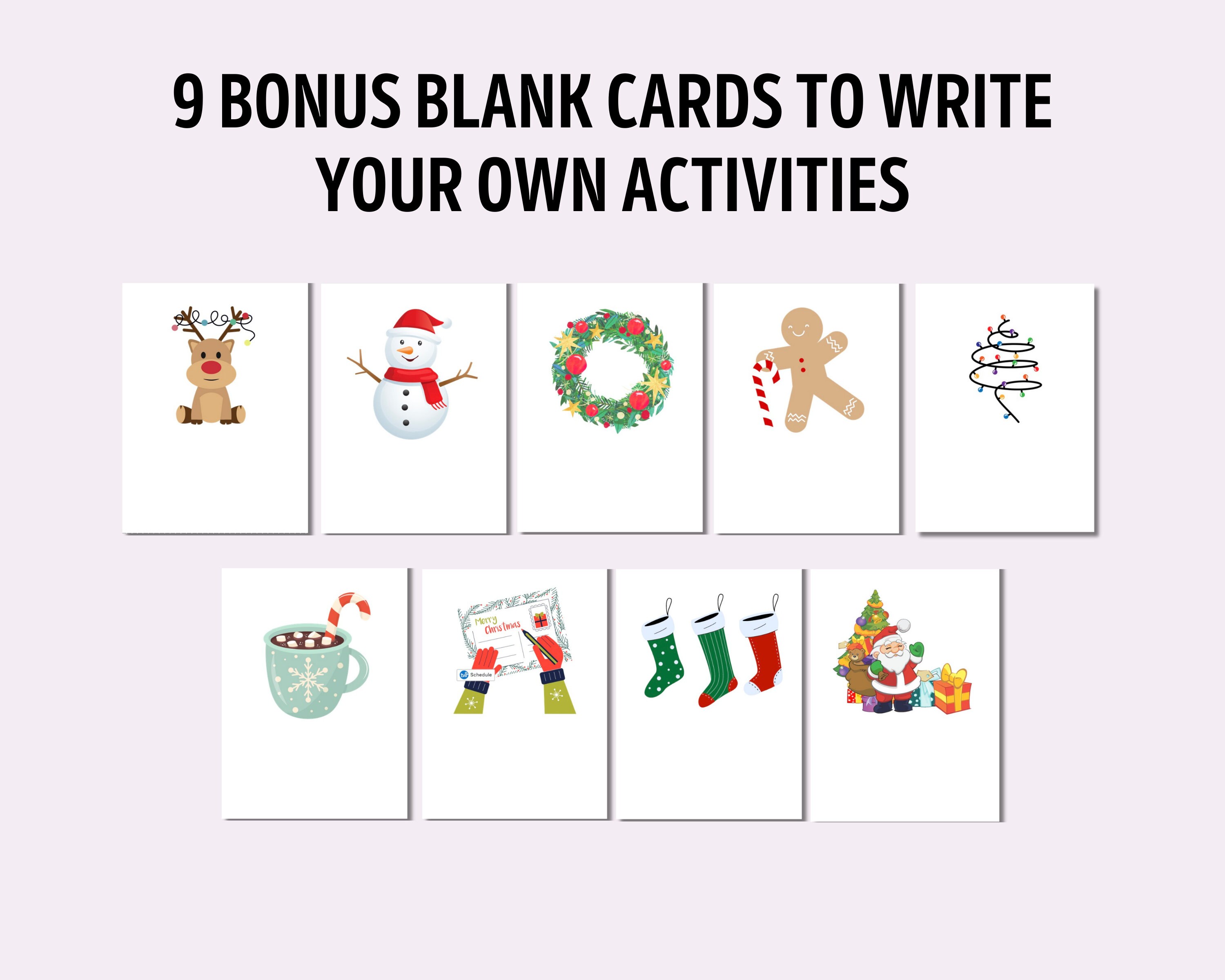Kids Printable Christmas Activity Cards, Christmas Activities, Advent ...