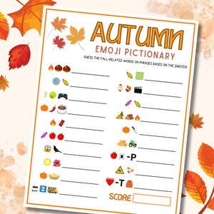 Fall Emoji Pictionary Game: Printable Autumn Activity (PDF) - Etsy
