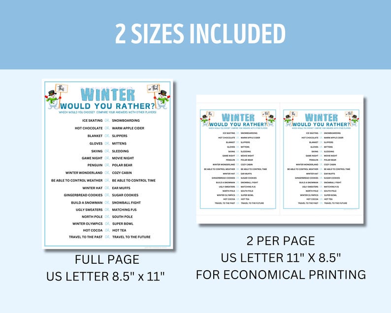 Winter This or That Game: Printable "would You Rather" (digital ...