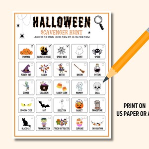 Kids Halloween Scavenger Hunt Game: Printable Treasure Hunt (digital ...
