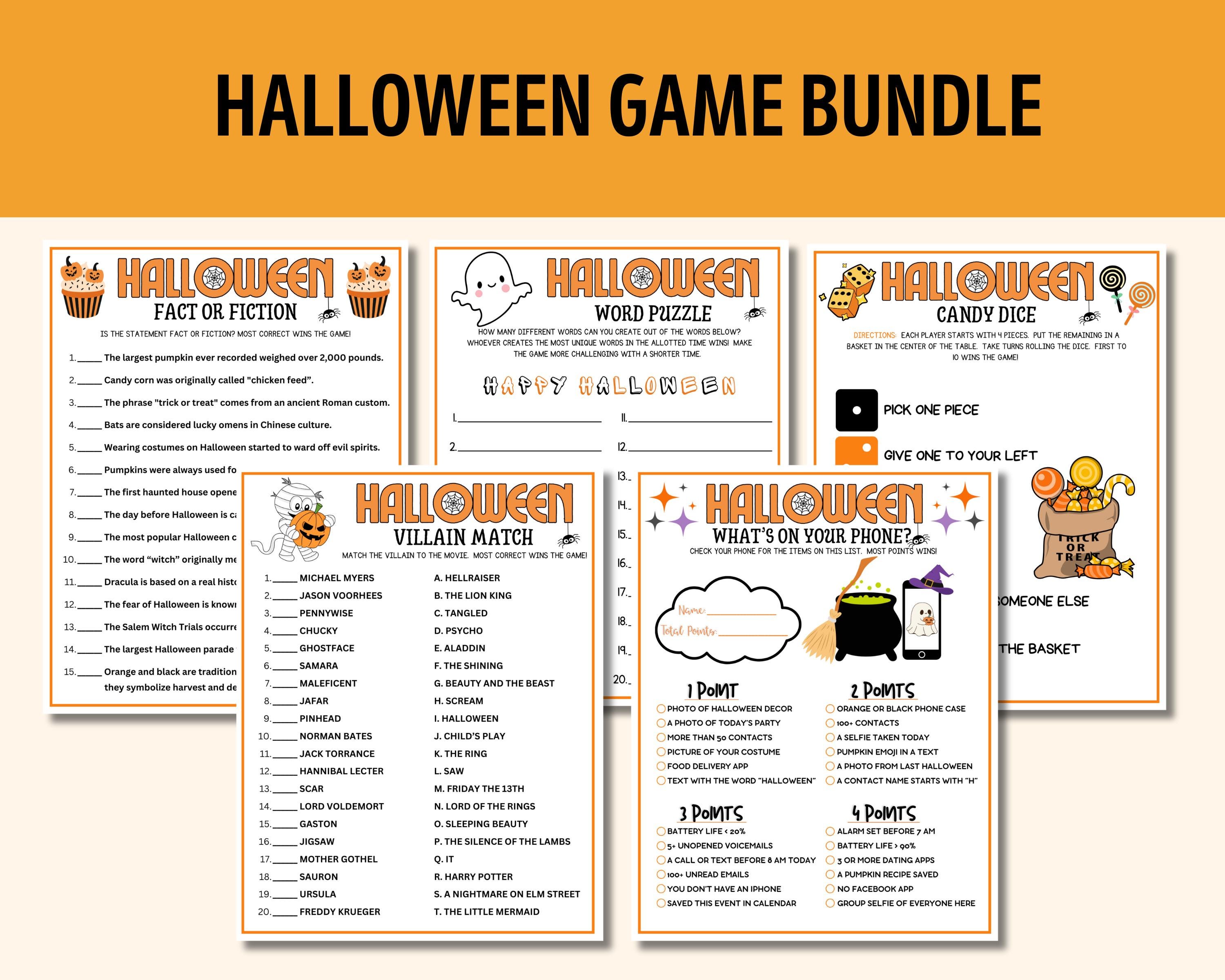 Halloween Game Bundle: 10 Printable Games for Family, Teens, Adults - Etsy