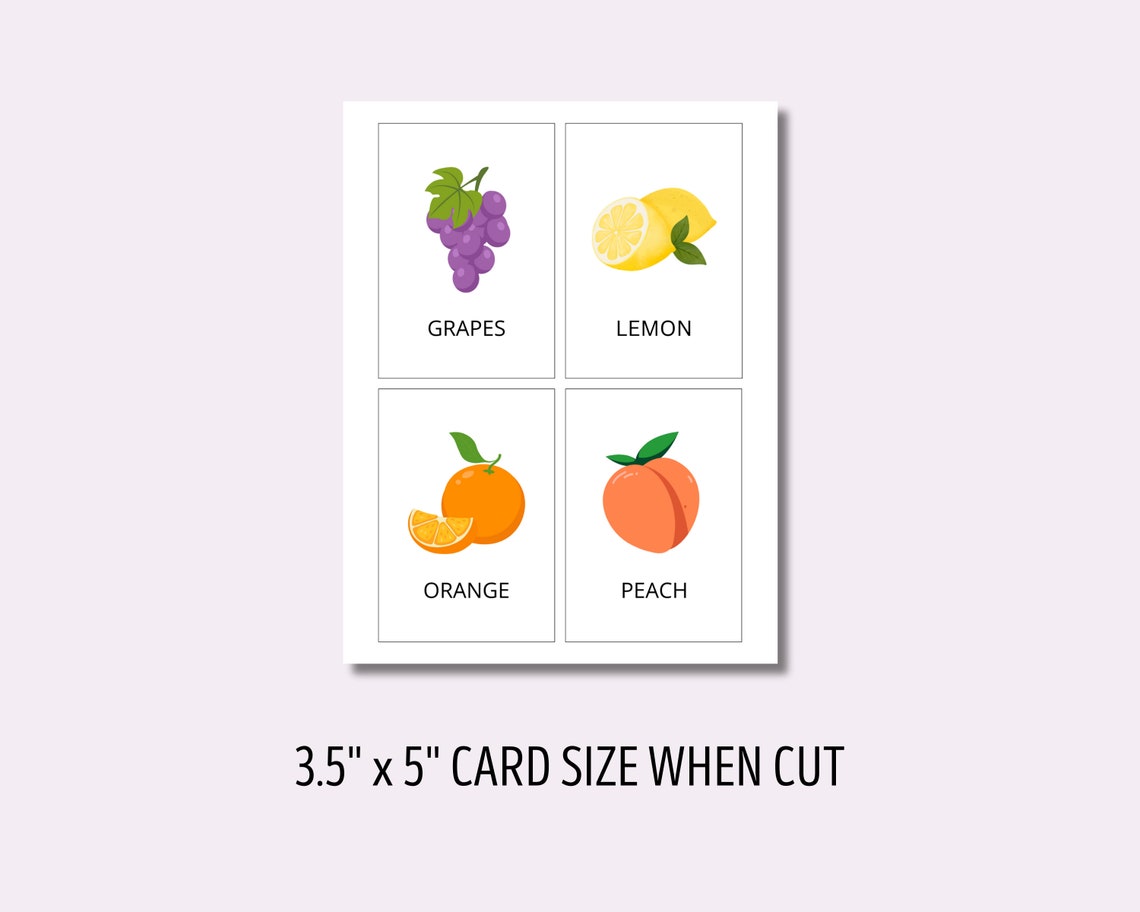 Kids Fruits and Vegetables Flashcards Printable, Fruit Printable ...