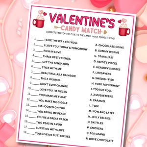 Valentine's Candy Match Game | Printable Valentine Games Digital ...