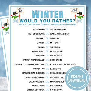 Winter This or That Game: Printable "would You Rather" (digital ...