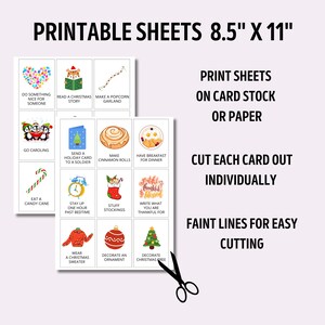 Kids Printable Christmas Activity Cards, Christmas Activities, Advent ...