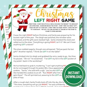 Christmas Left Right Gift Exchange Game Printable Christmas Game Secret ...