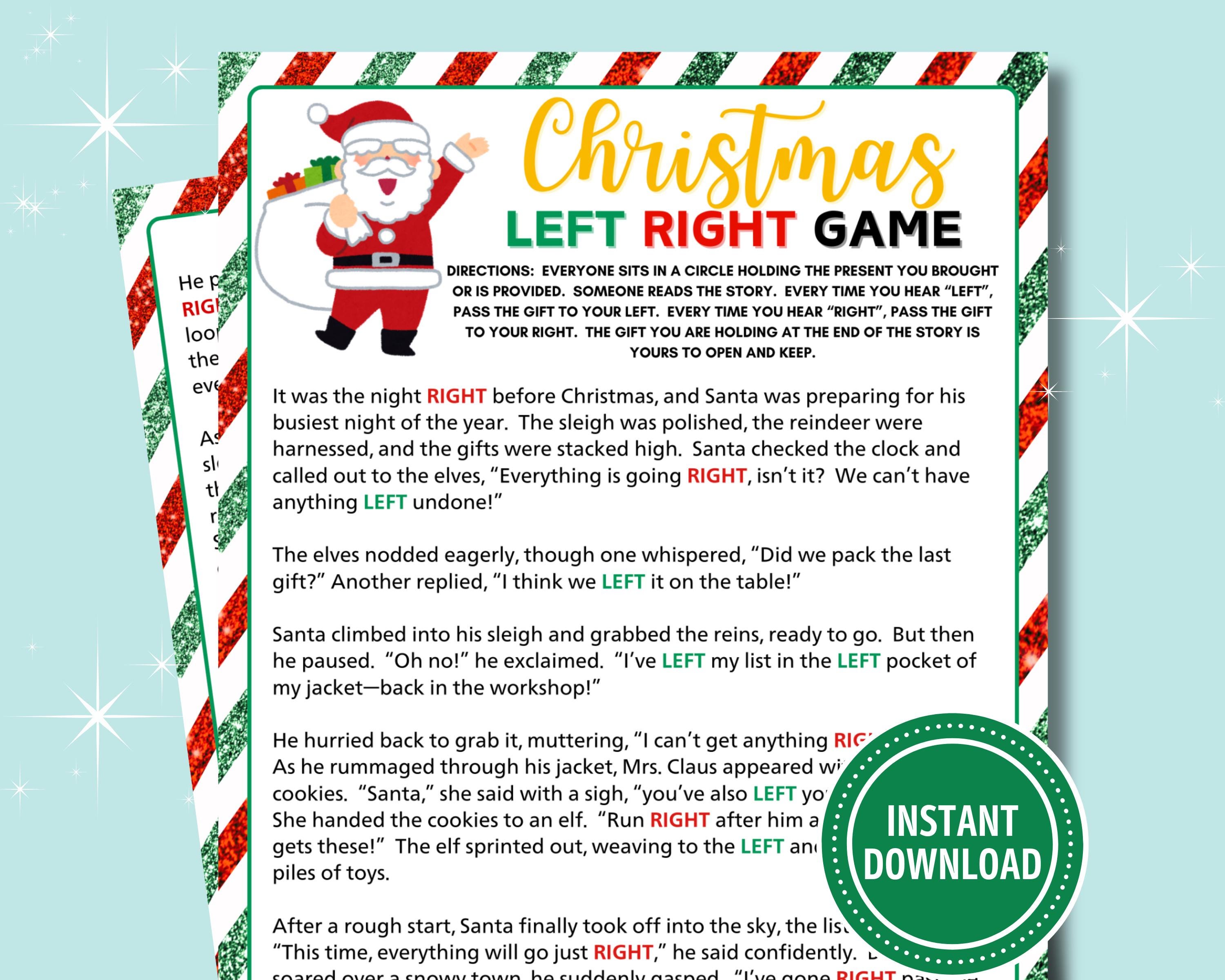 Christmas Left Right Gift Exchange Game Printable Christmas Game Secret ...