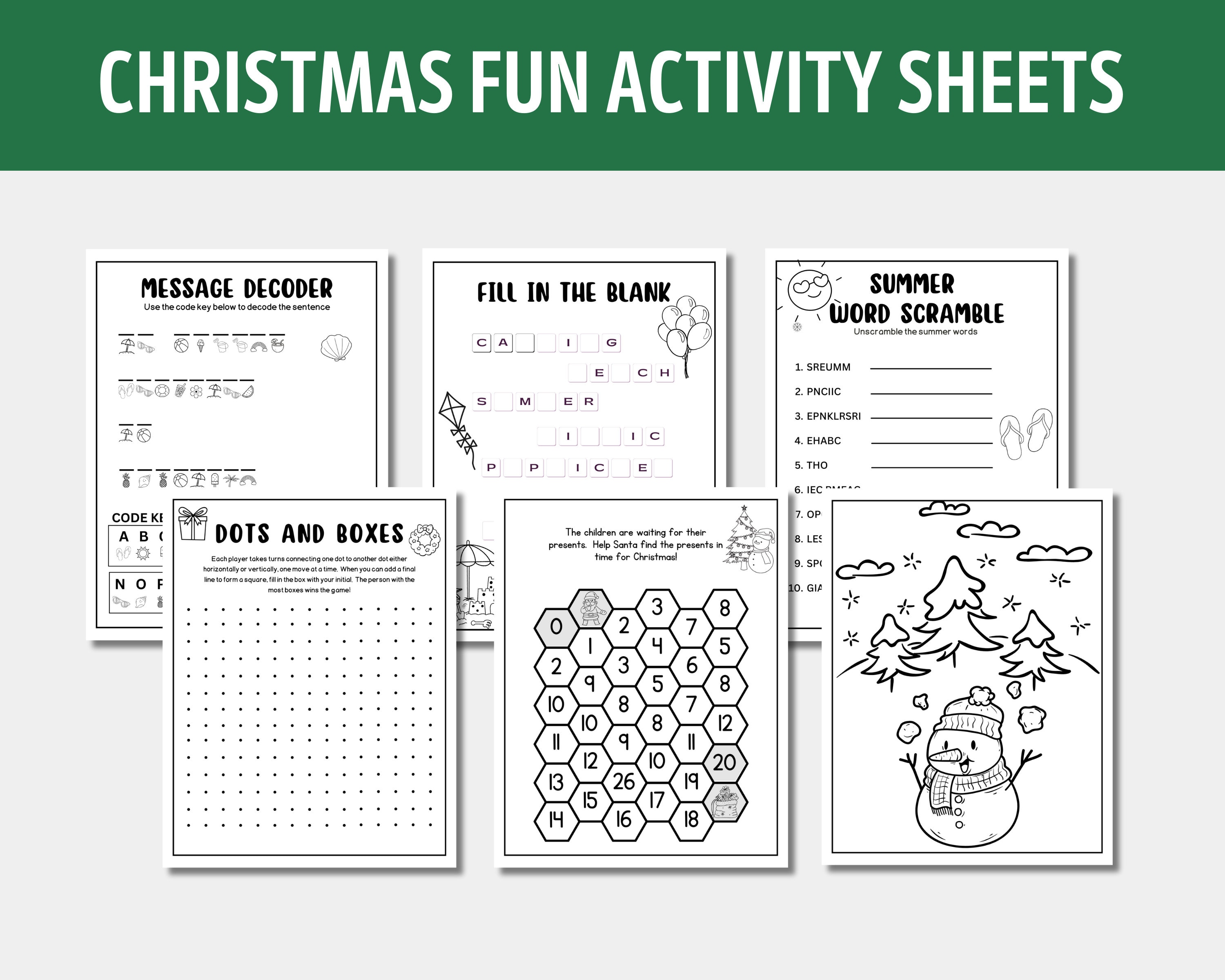 Kids Christmas Activities Printable Christmas Activity Bundle Christmas ...