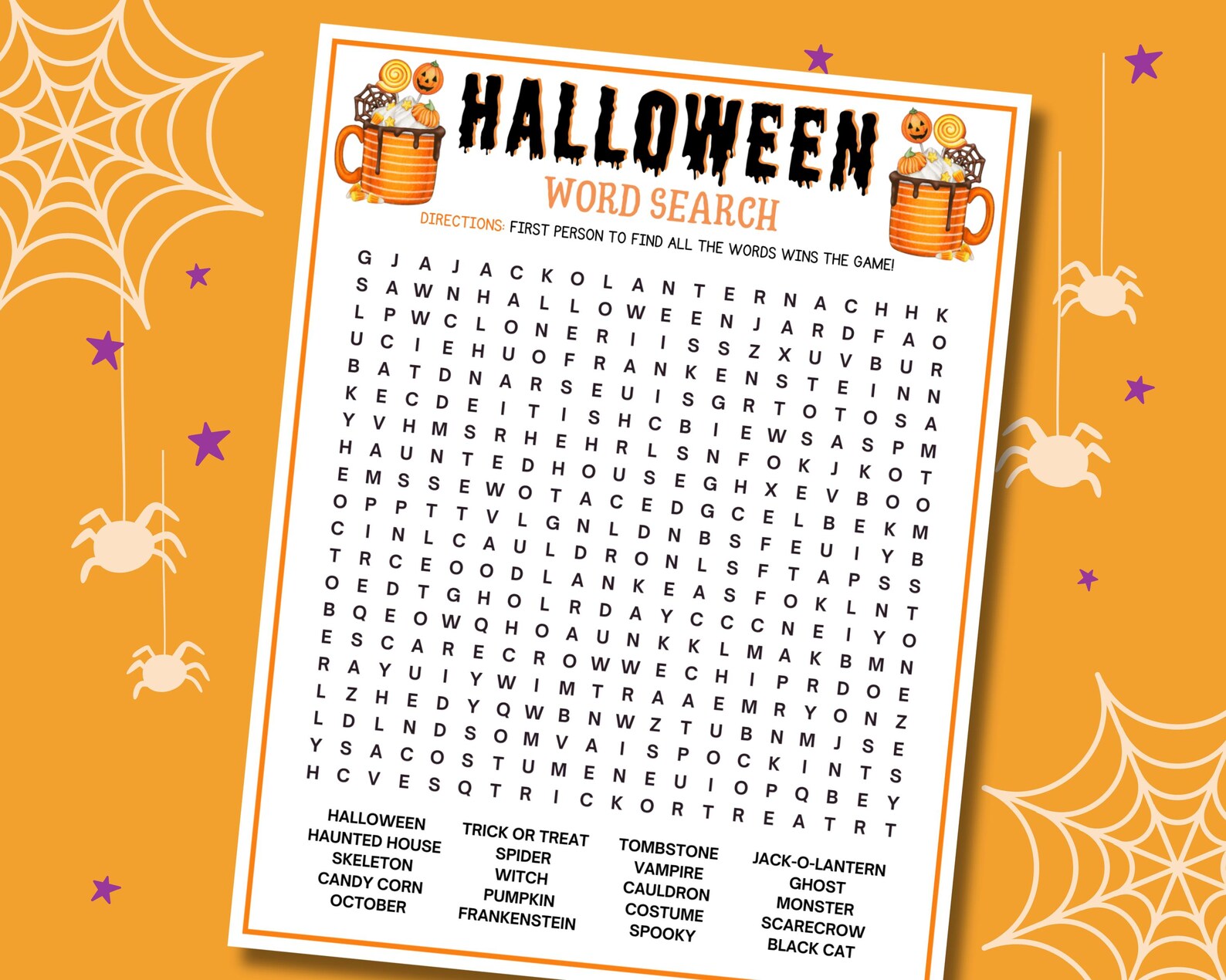 Halloween Word Search Game: Printable Party Activity (digital Download ...