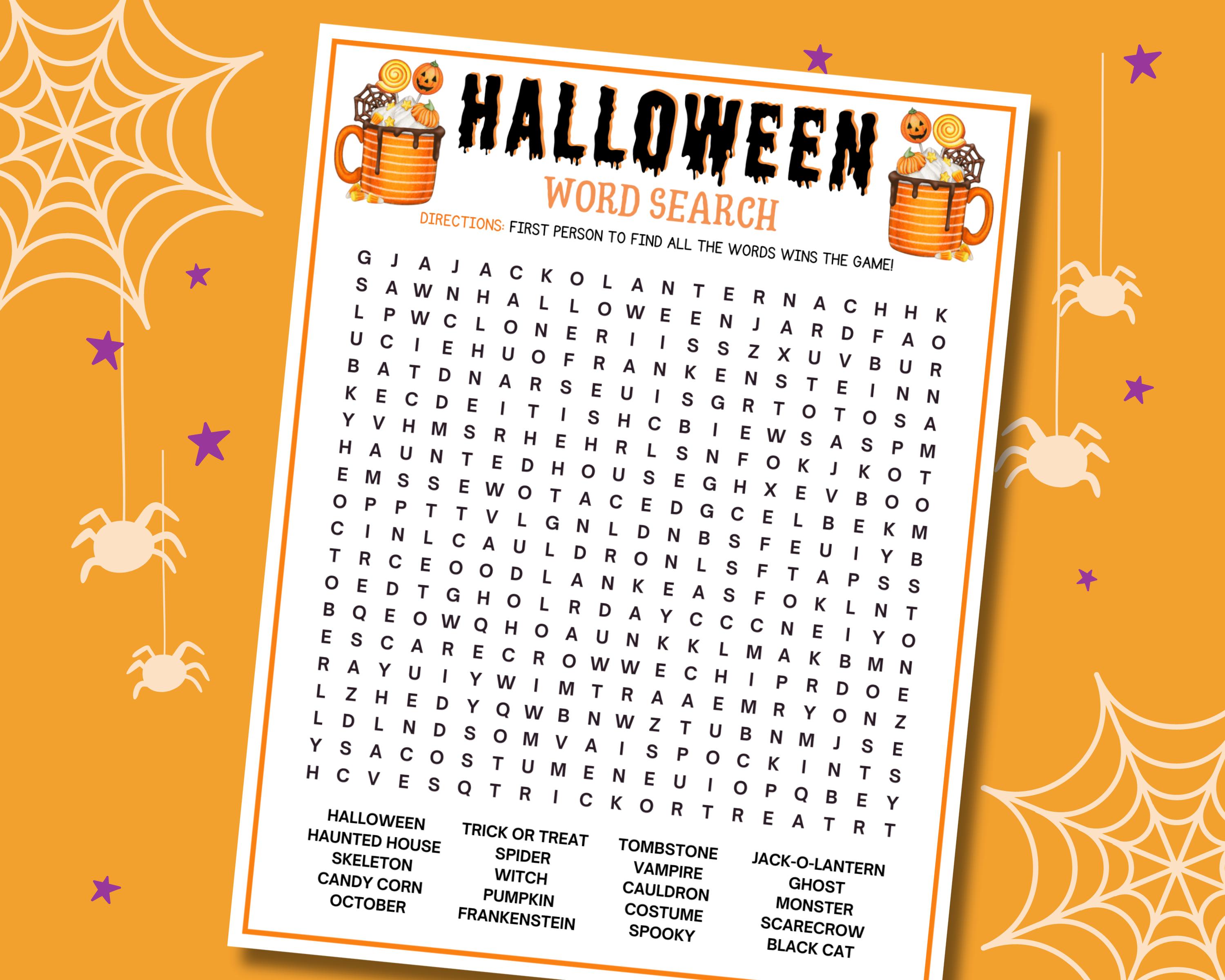 Halloween Word Search Game | Printable Halloween Game Digital Download ...