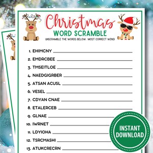 Christmas Word Scramble Game: Printable Party Activity (digital ...