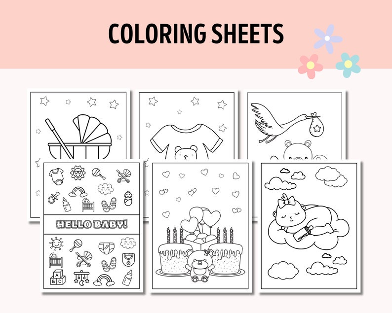 Baby Shower Activity Bundle: Games, Mazes, Coloring (digital Download ...