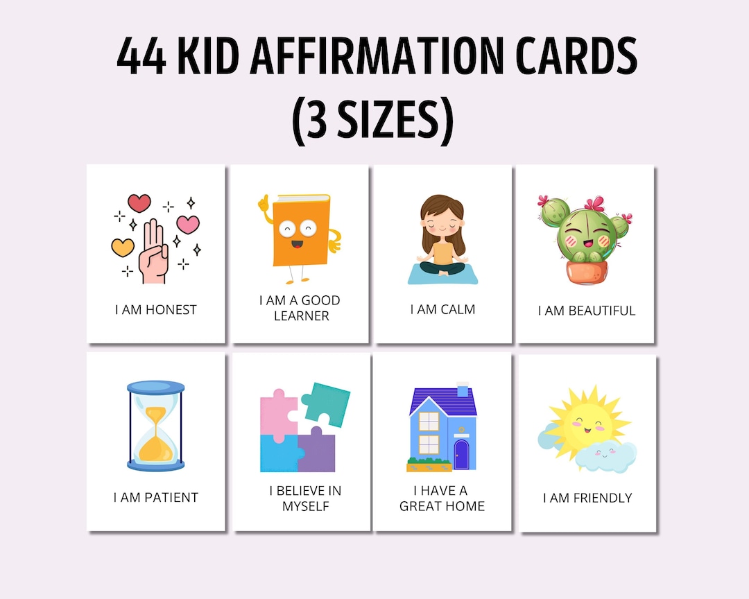 Kids Printable Positive Affirmation Cards, Motivational Cards for ...