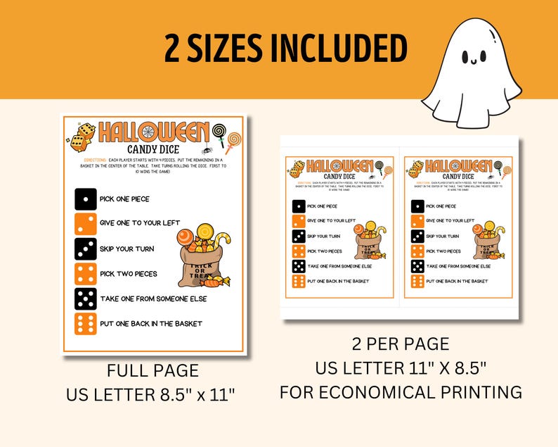 Halloween Dice Game | Printable Halloween Game | Halloween Game for ...