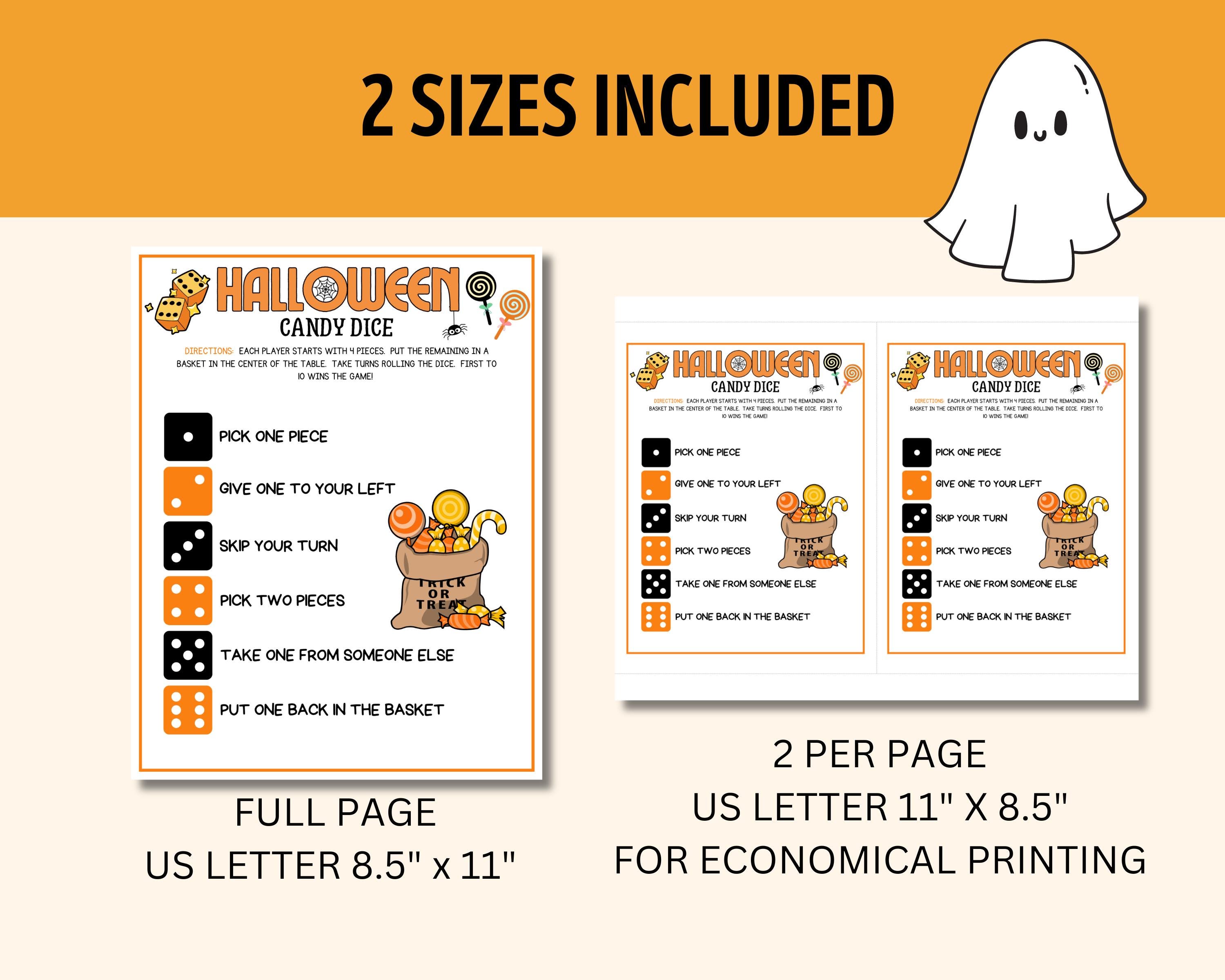 Halloween Dice Game | Printable Halloween Game | Halloween Game for ...