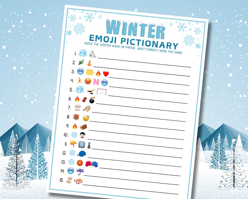 Winter Emoji Pictionary Game: Printable Christmas Activity (PDF) - Etsy