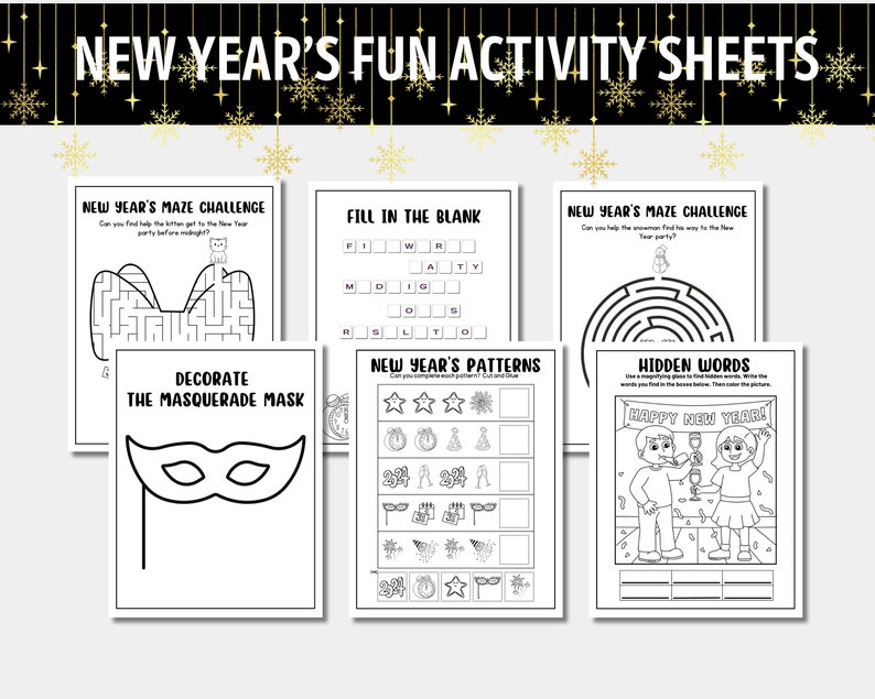 Kid New Years Activity 2024 Printable New Year's Game New Years ...