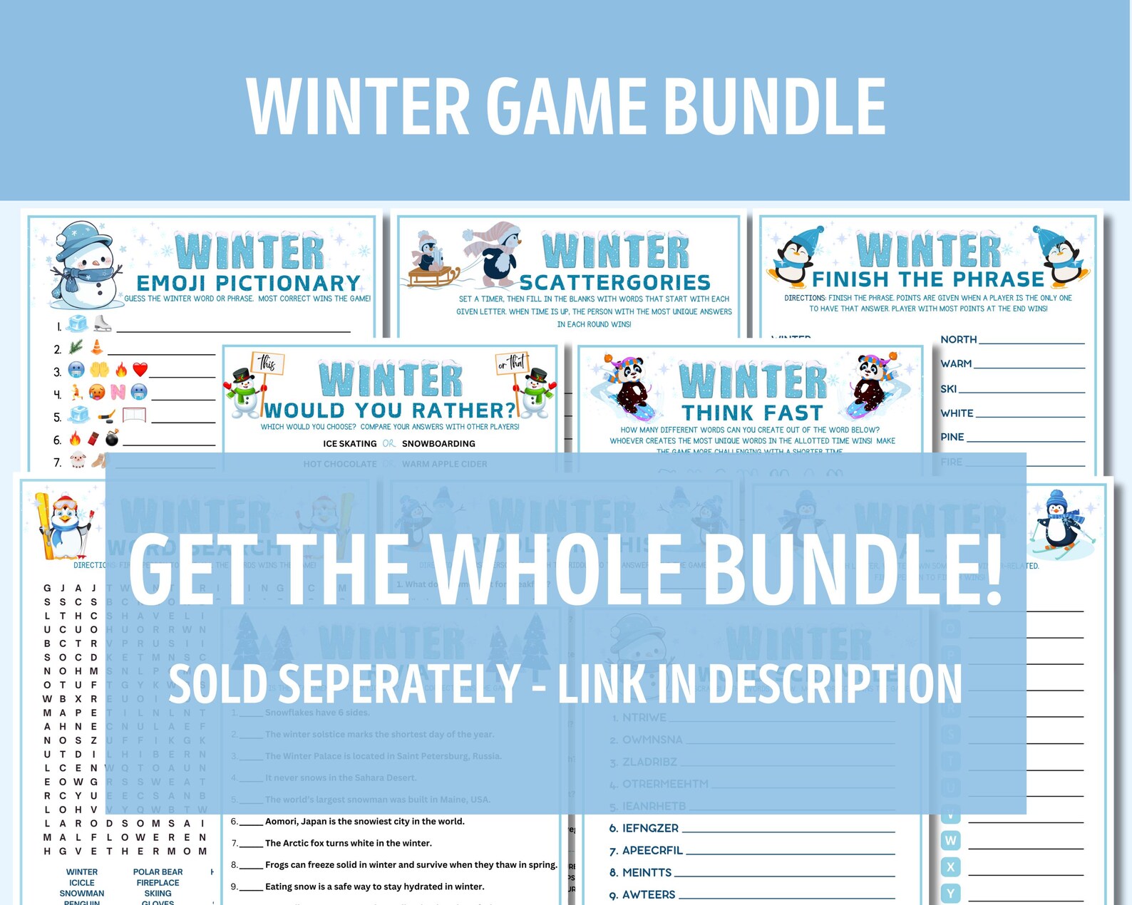 Winter Emoji Pictionary Game: Printable Christmas Activity (PDF) - Etsy