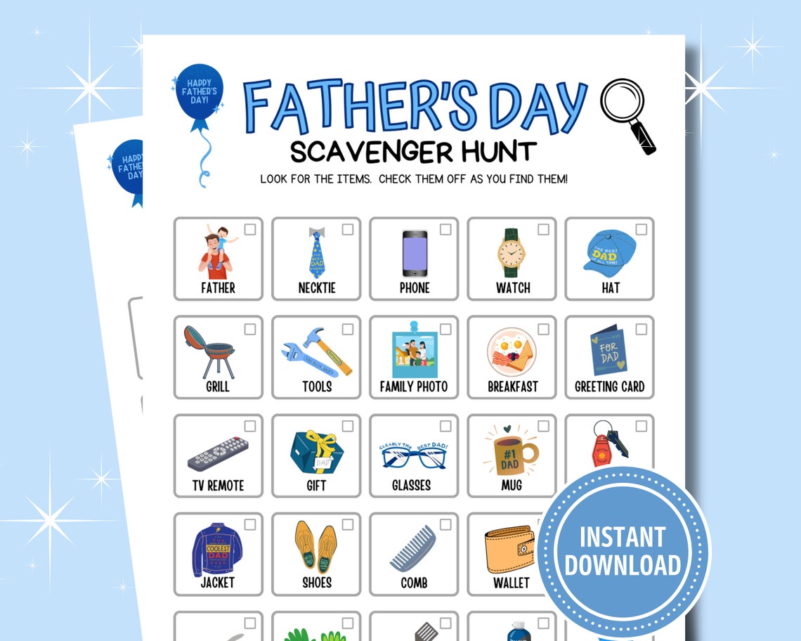 Father's Day Scavenger Hunt Game | Printable Father's Day Game Digital ...