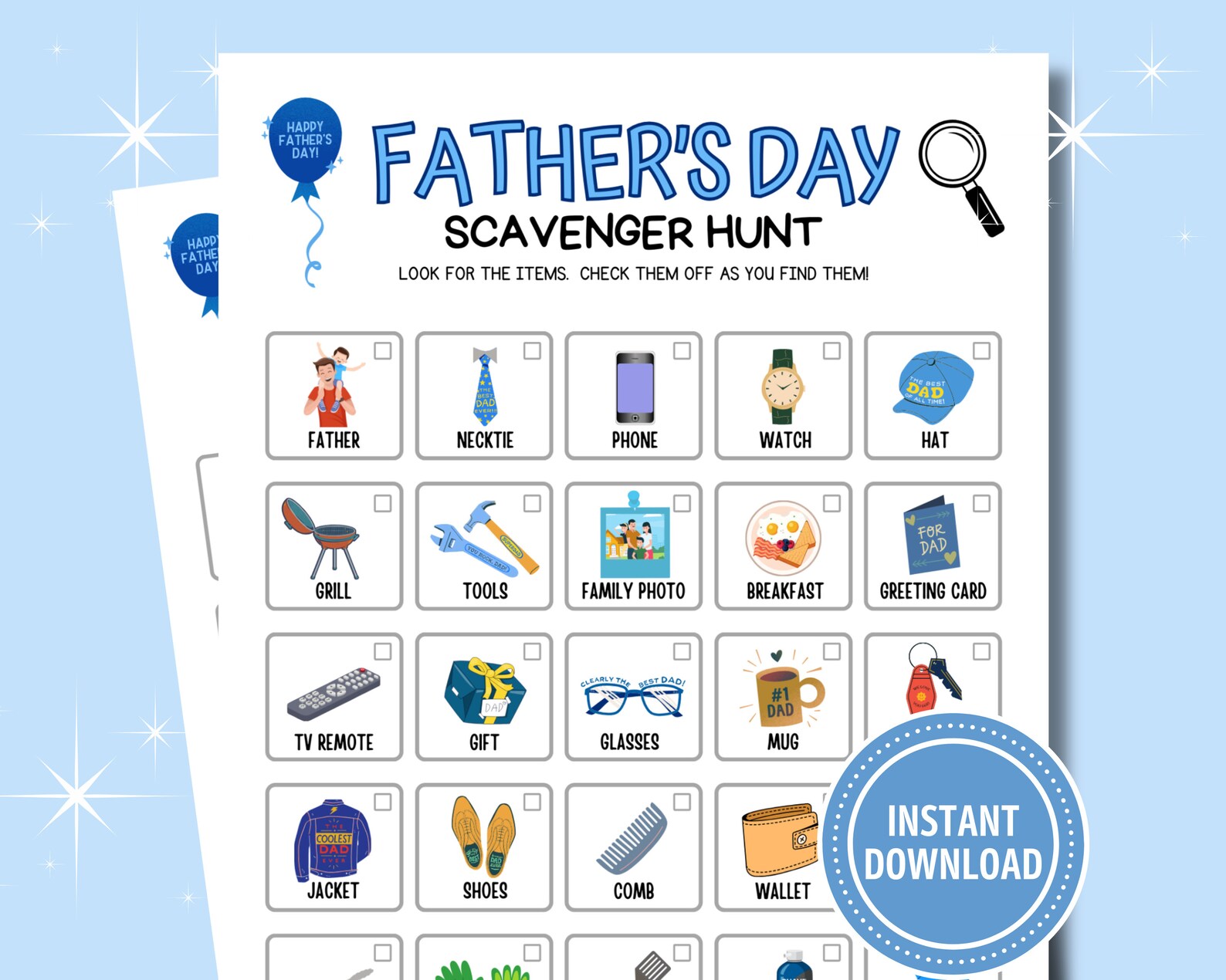 Father's Day Scavenger Hunt Game | Printable Father's Day Game Digital ...