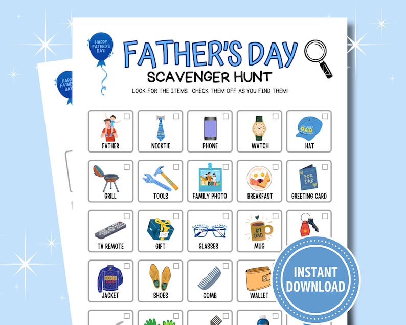 Father's Day Scavenger Hunt Game: Printable Treasure Hunt (digital ...