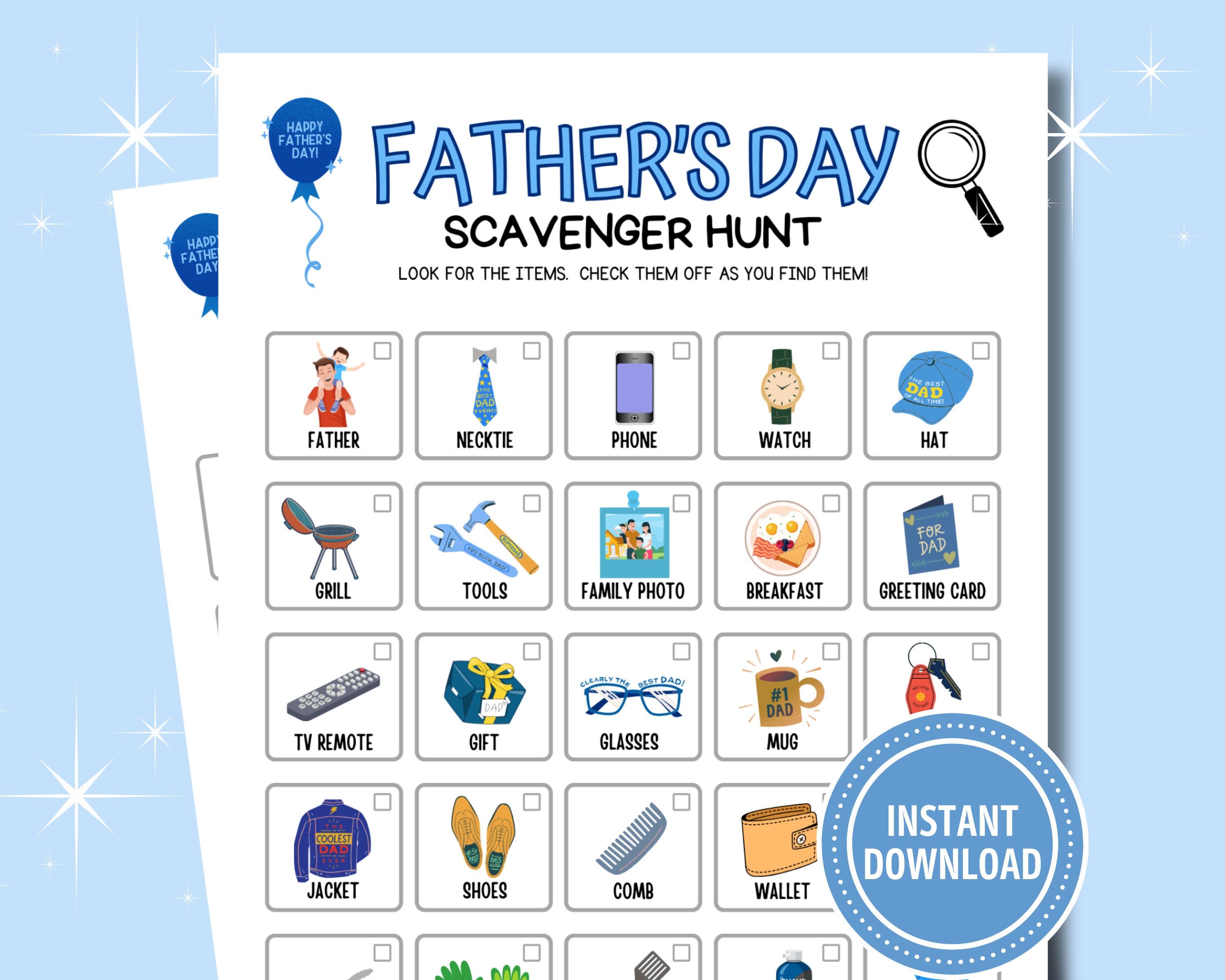 Father's Day Scavenger Hunt Game | Printable Father's Day Game Digital ...