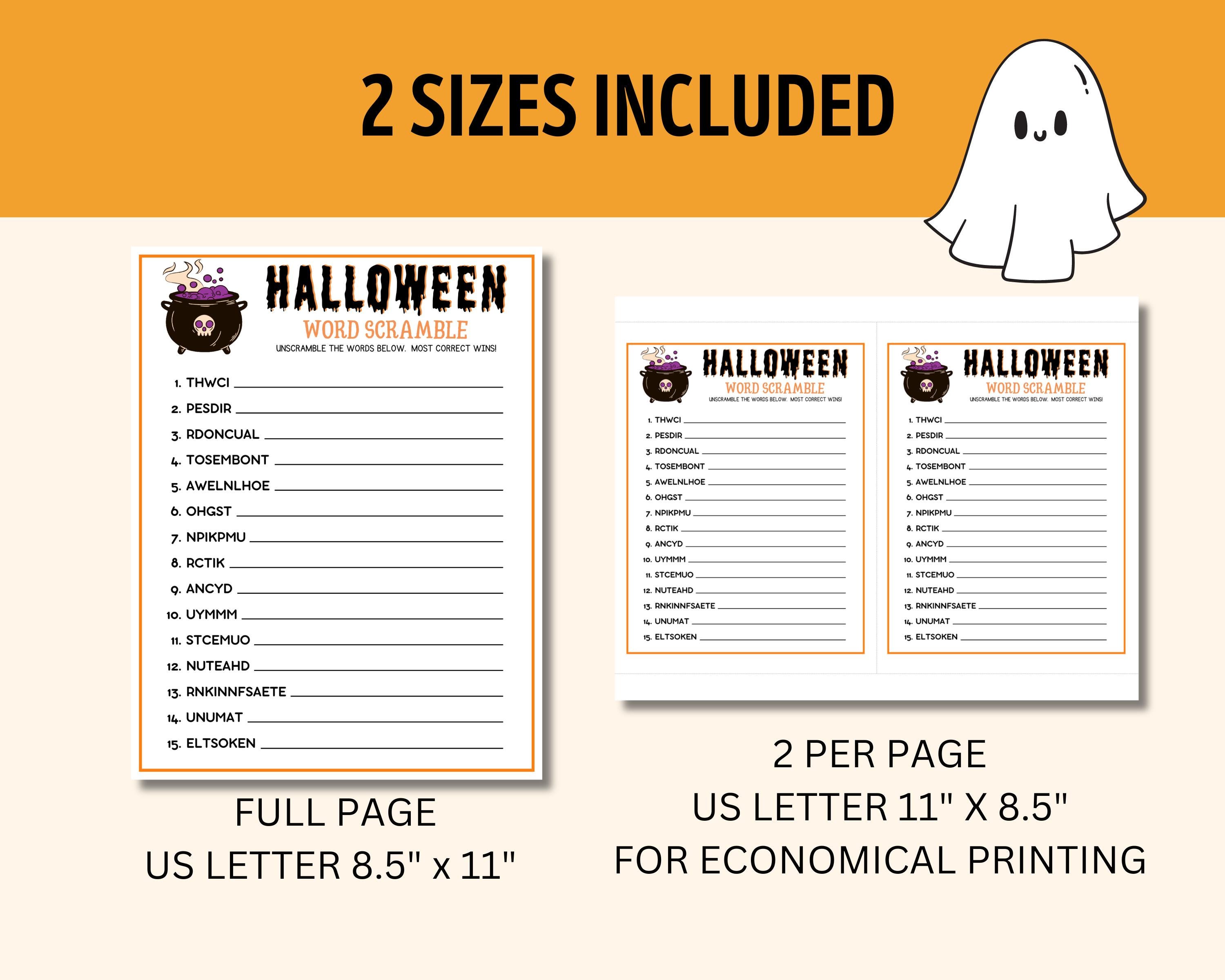 Halloween Word Scramble Game | Printable Halloween Game Digital ...