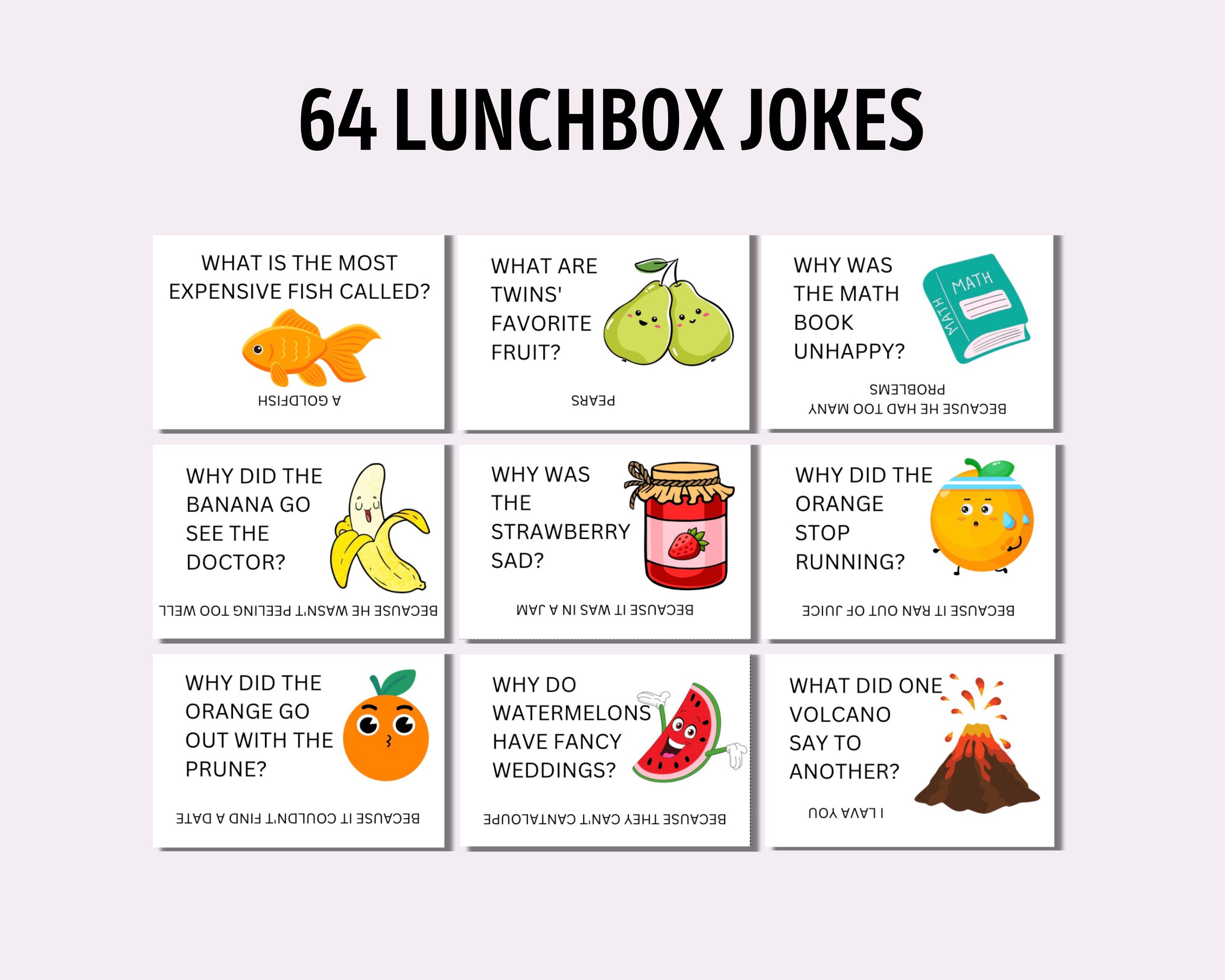 64 Kids Lunchbox Jokes Printable: School Riddles (digital Download) - Etsy