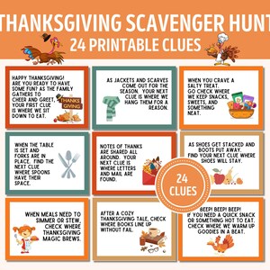 Thanksgiving Scavenger Hunt: 24 Printable Riddle Cards (PDF) - Etsy