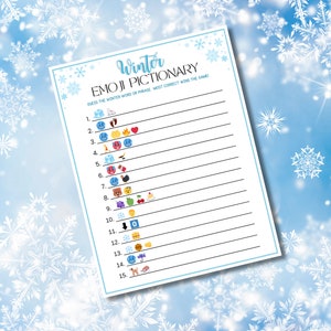 Winter Emoji Pictionary Game Printable Winter Games Wintertime ...