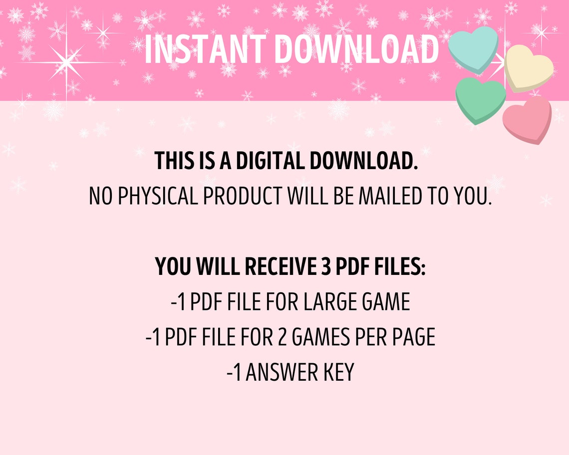 Valentine's Candy Match Game Printable Valentine Games Digital Download ...