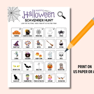 Kids Halloween Scavenger Hunt Game Printable Halloween Game Digital ...