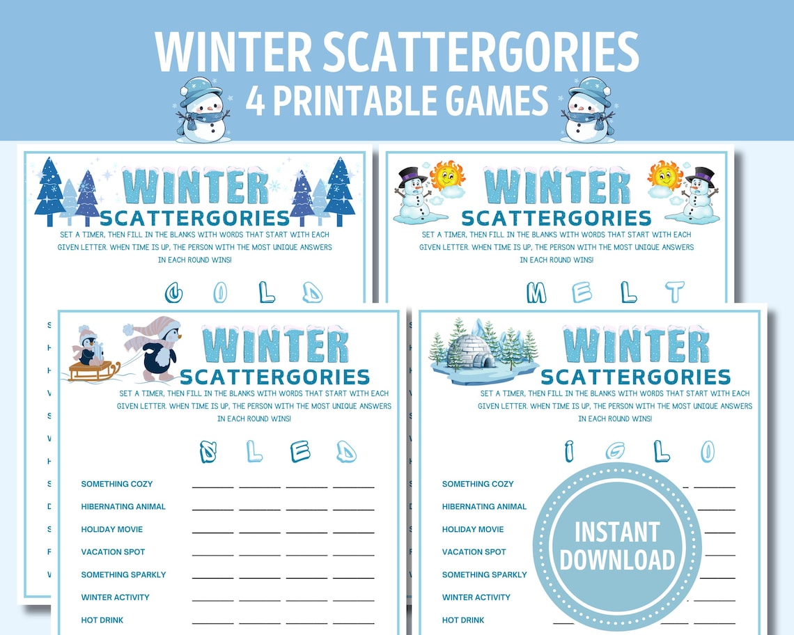 Winter Scattergories Game | Printable Digital Download | Family ...