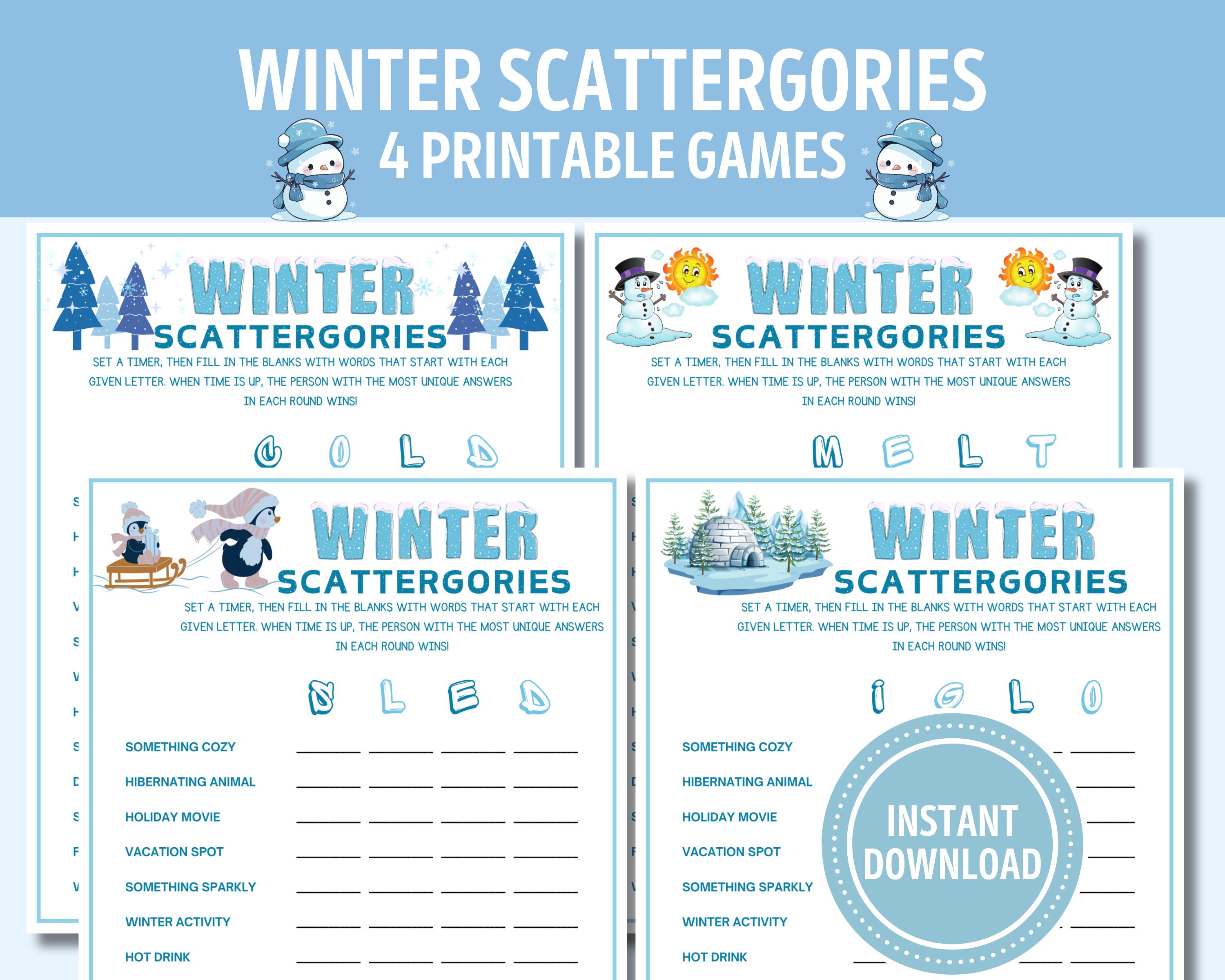 Winter Scattergories Game: Family Printable Activity (digital Download ...