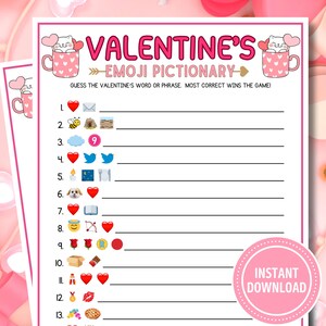 Valentine's Emoji Pictionary Game: Printable Party Activity (PDF) - Etsy