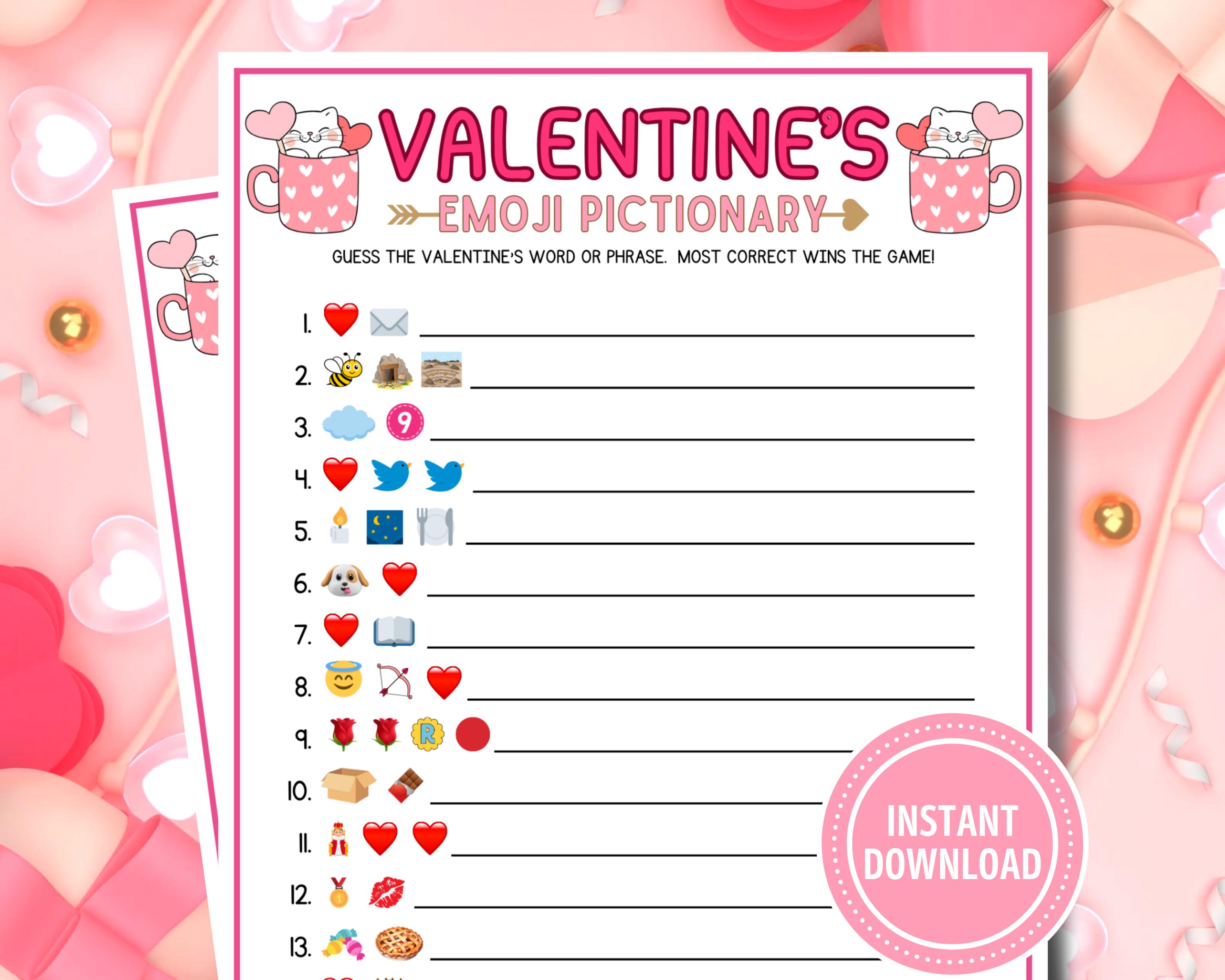 Valentine's Emoji Pictionary Game: Printable Party Activity (PDF) - Etsy