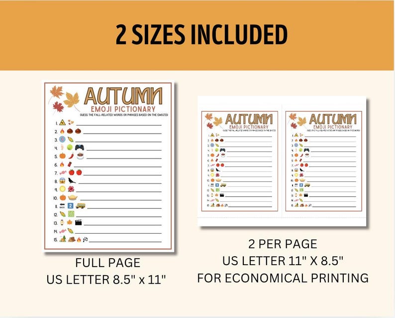 Fall Emoji Pictionary Game Fall Games for Kids Adults Fall Activities ...