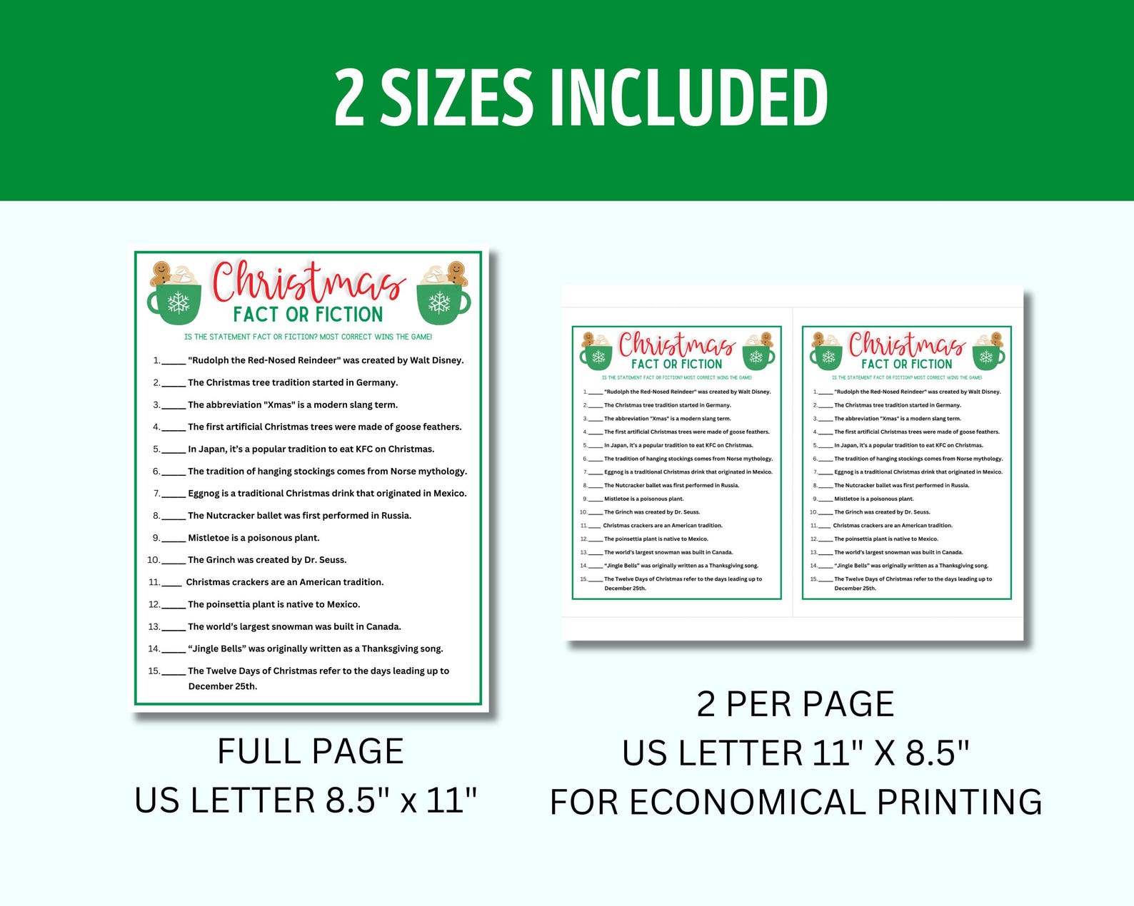 Christmas Fact or Fiction Game | Printable Christmas Game Digital ...