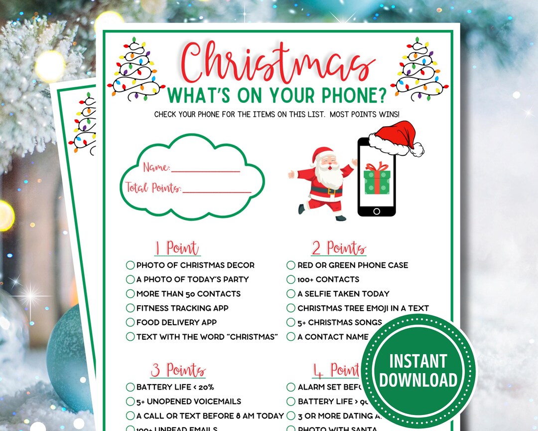 Christmas What's on Your Phone Game: Printable Party Game (digital ...