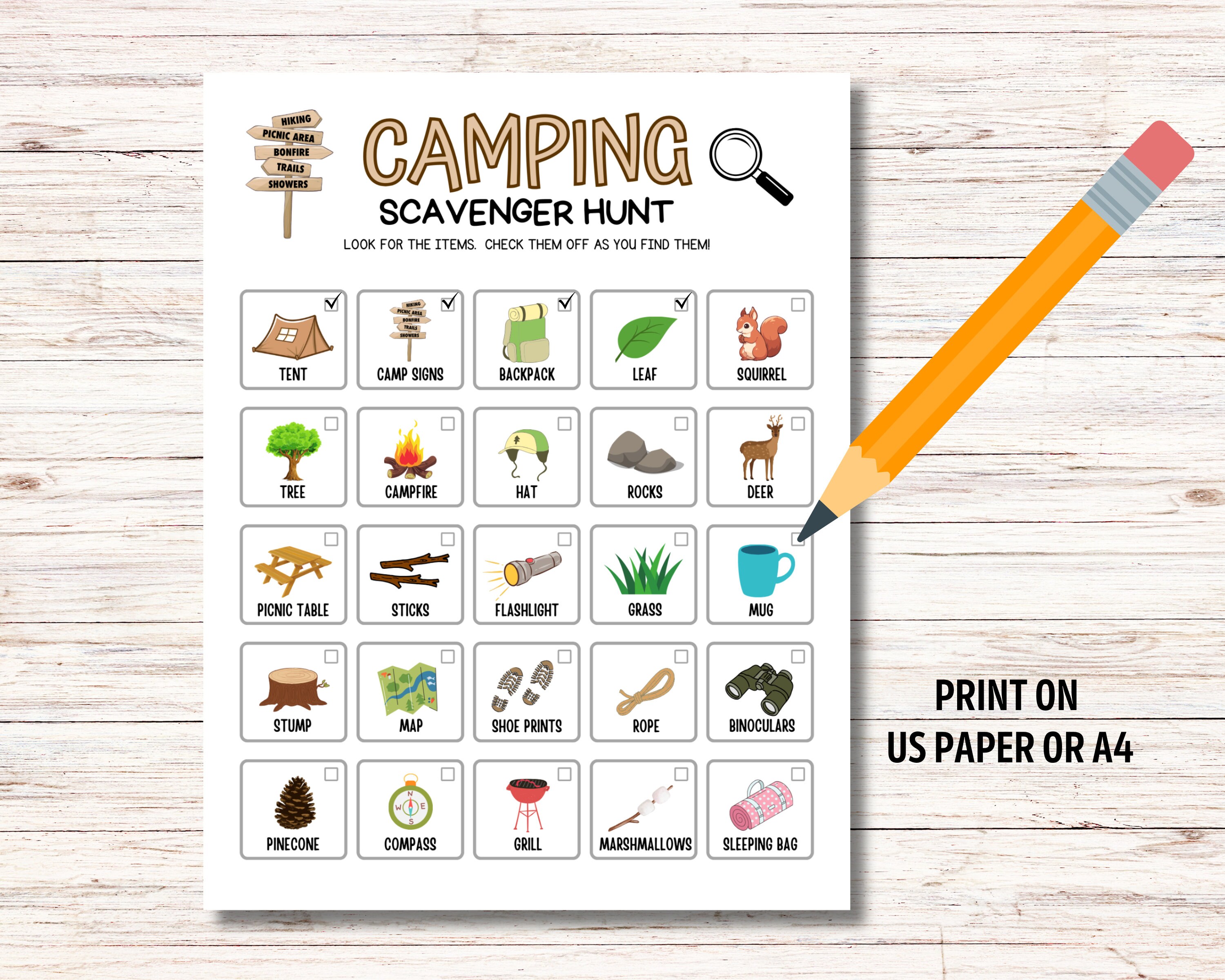 Camping Scavenger Hunt Game | Printable Camping Game Digital Download ...