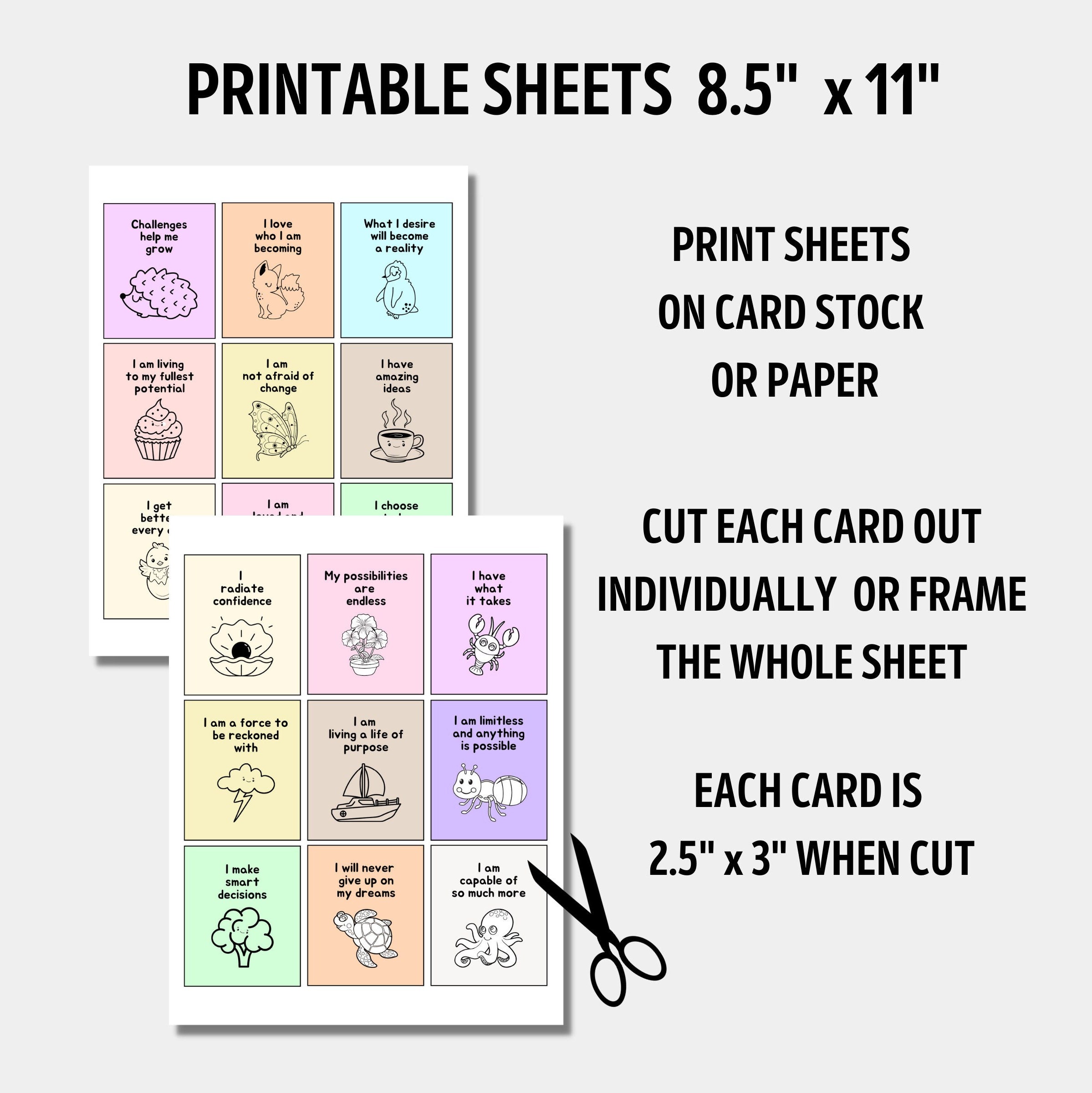 54 Printable Positive Affirmation Cards Kids, Motivational Cards for ...