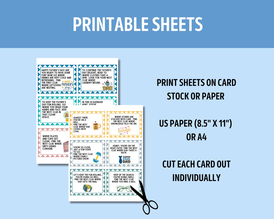 Father's Day Scavenger Hunt Clues | Father's Day Scavenger Hunt Cards丨 ...