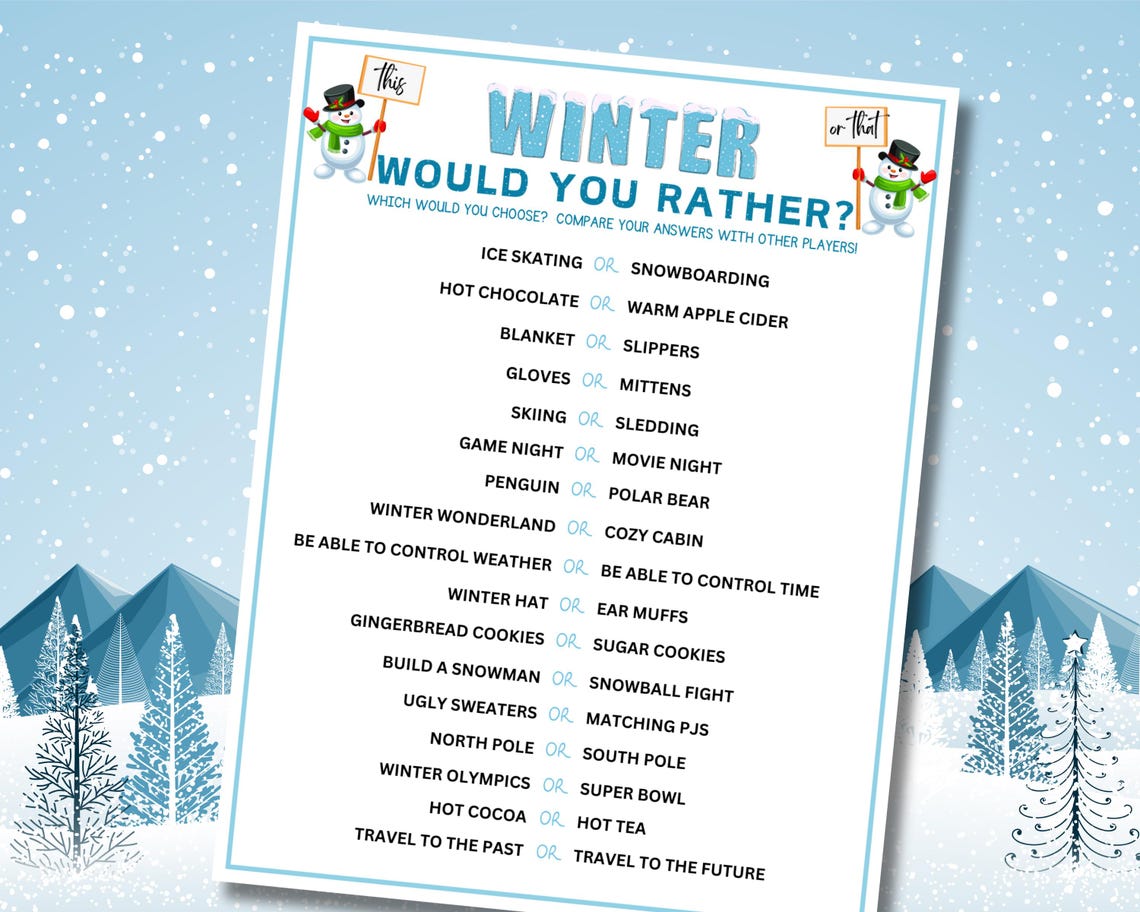 Winter This or That Game | Printable Winter Digital Download | "what ...