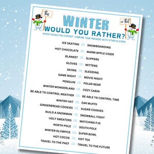 Winter This or That Game: Printable "would You Rather" (digital ...