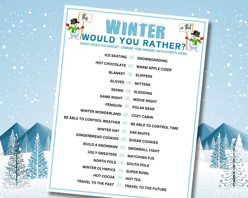 Winter This or That Game: Printable "would You Rather" (digital ...