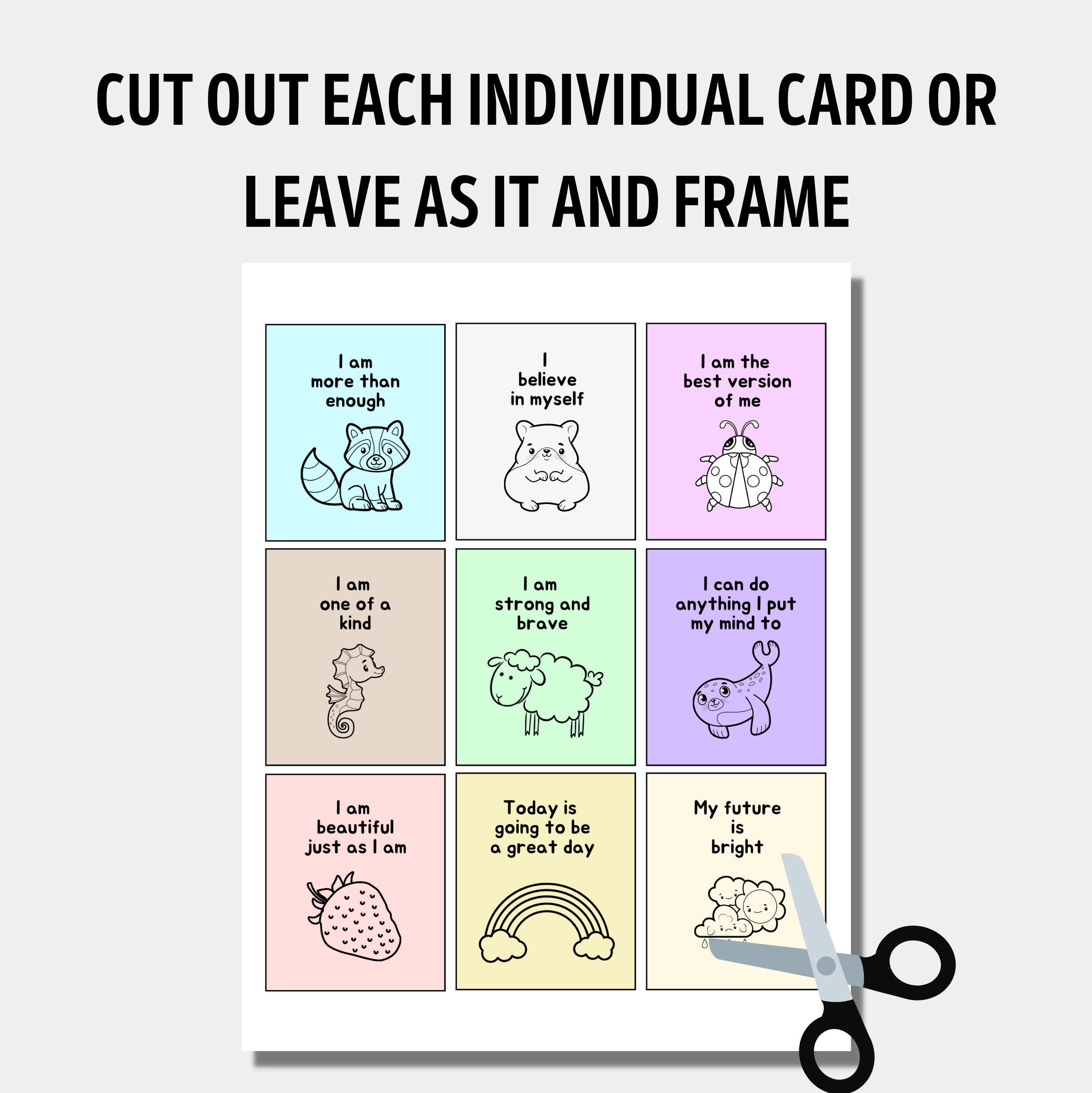 54 Printable Positive Affirmation Cards Kids, Motivational Cards for ...