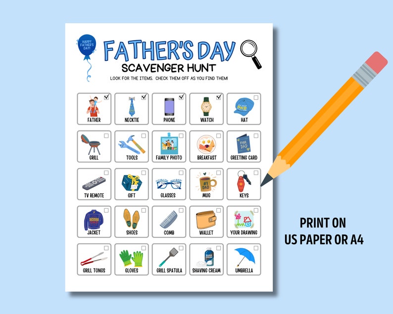 Father's Day Scavenger Hunt Game: Printable Treasure Hunt (digital ...